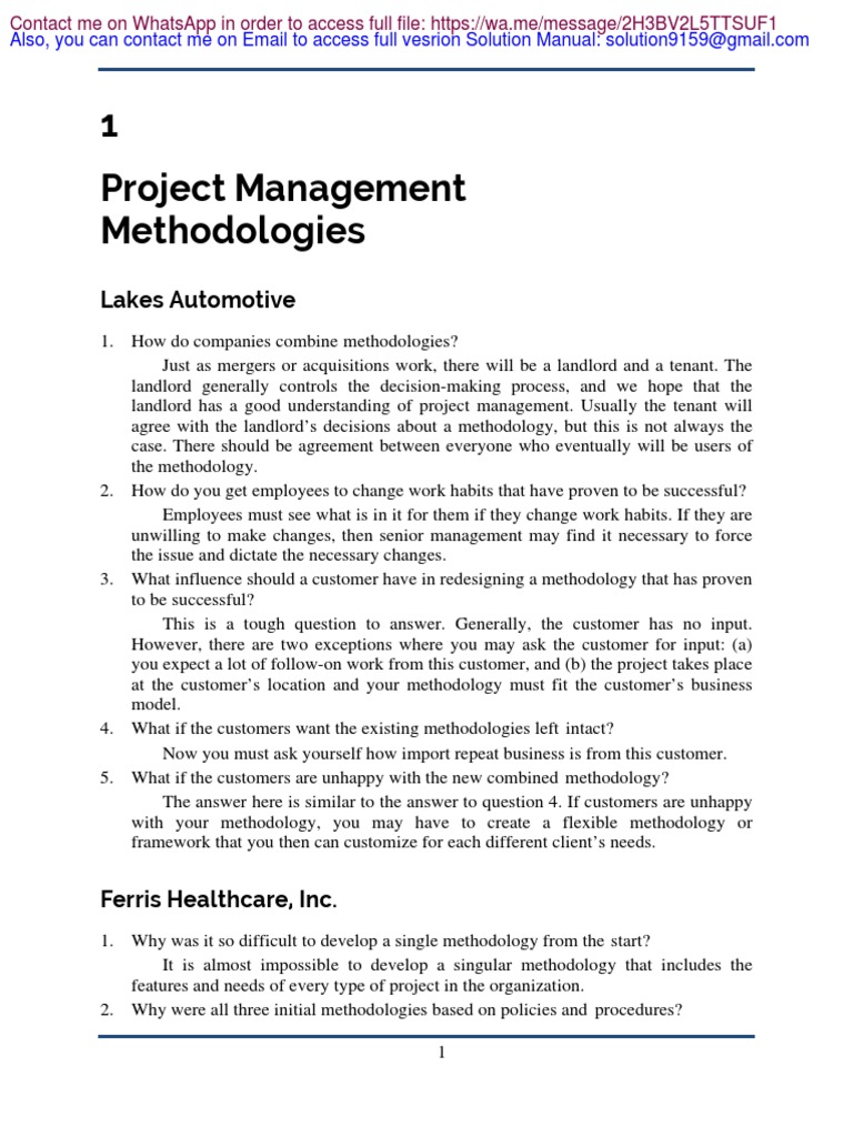 Sample For Solution Manual Project Management Case Studies 5th Editio ...