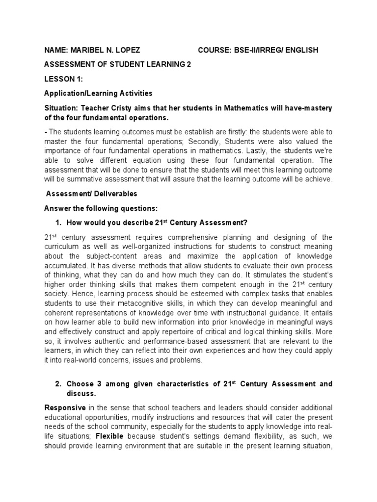 Assessment in Student Learning 2 | PDF | Educational Assessment | Learning