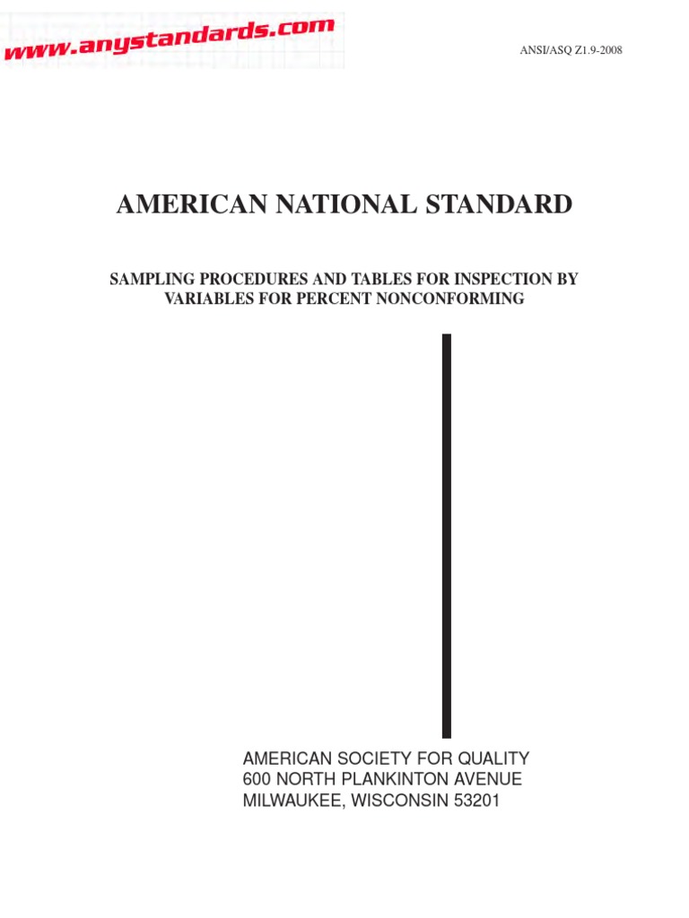 Sampling Procedures and Tables for Quality Inspection | PDF | Standard ...