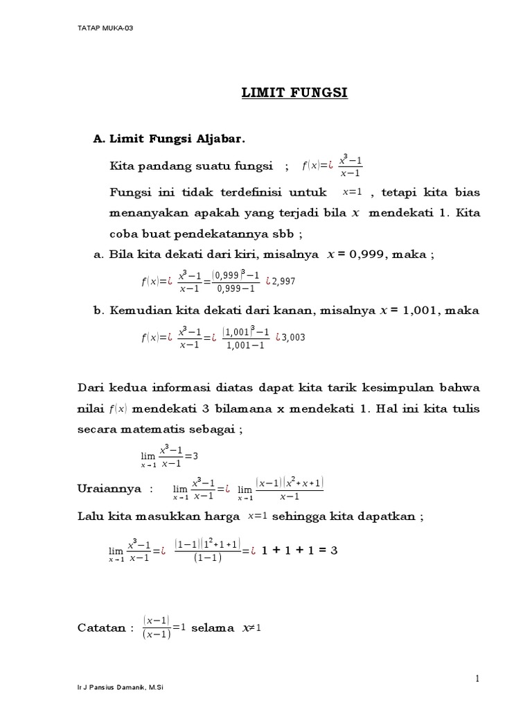 Konsep dan Contoh Limit Fungsi | PDF | Metode & Bahan Ajar