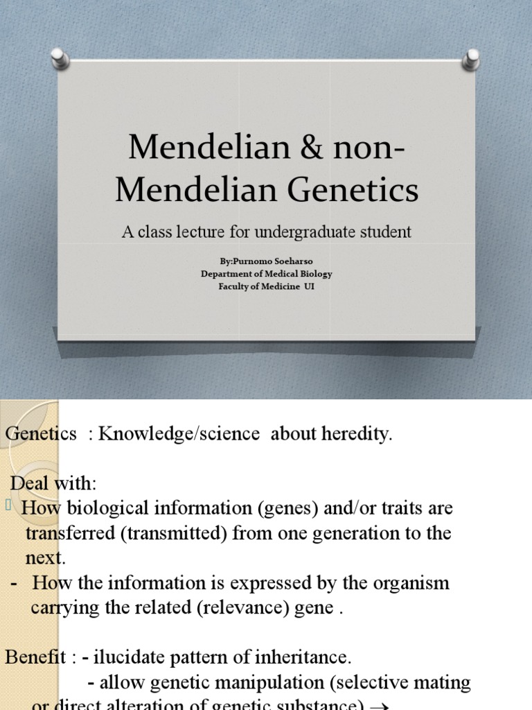 Mendelian & Non-Mendelian Genetics | PDF | Heredity | Evolutionary Biology
