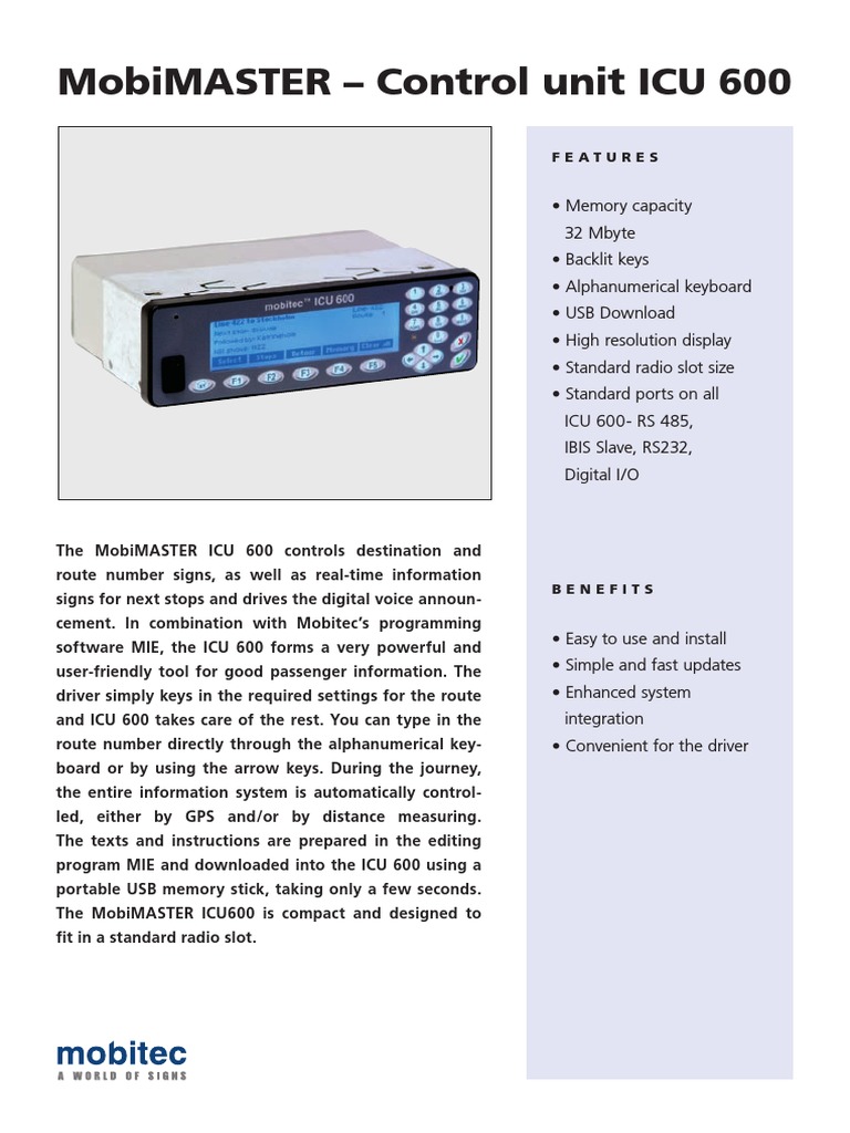 Mobimaster Icu600 02243-r6 Eng | PDF