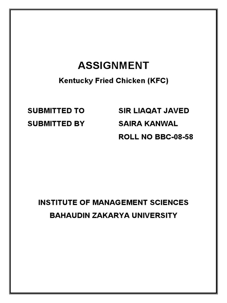 Assignment: Kentucky Fried Chicken (KFC) | PDF | Market Segmentation ...