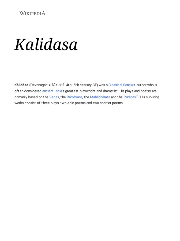 Kalidasa - Wikipedia | PDF | Sanskrit