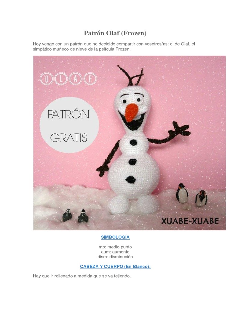 Patrón de Amigurumi: Olaf Frozen | PDF