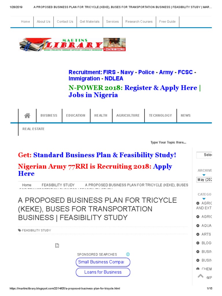 A Proposed Business Plan For Tricycle (Keke), Buses For Transportation ...