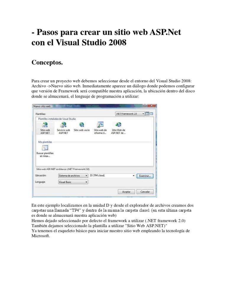 1pasos para Crear Un Sitio Web ASP | PDF