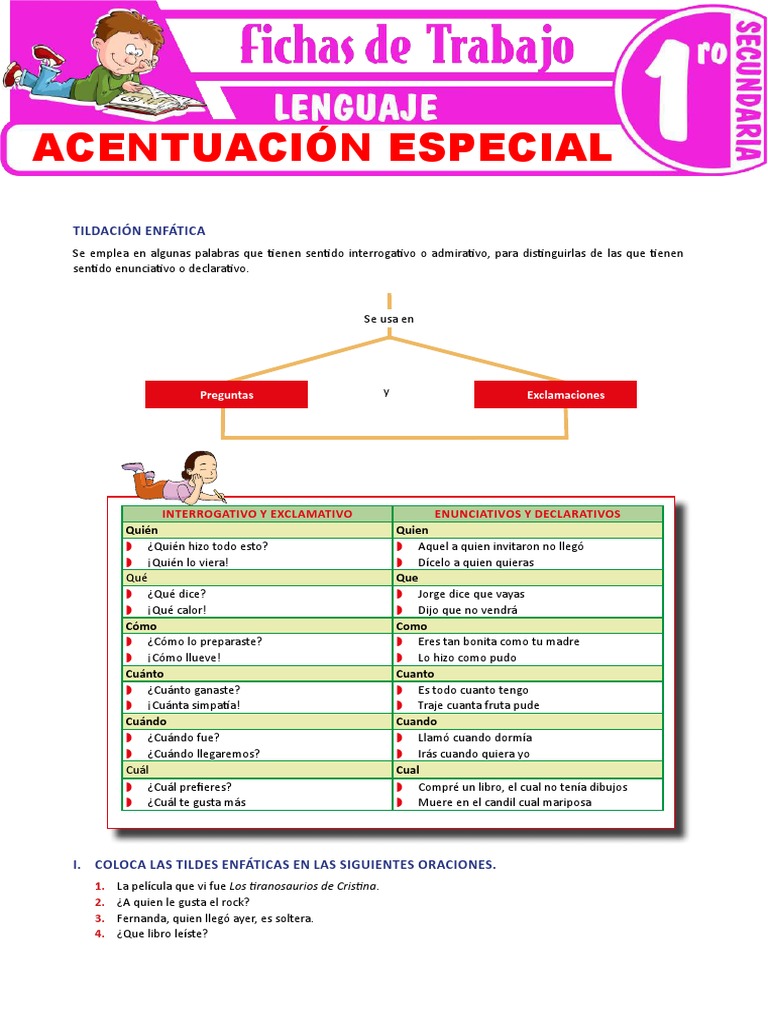 Ejercicios de Acentuación Especial | PDF | Oración | Lingüística