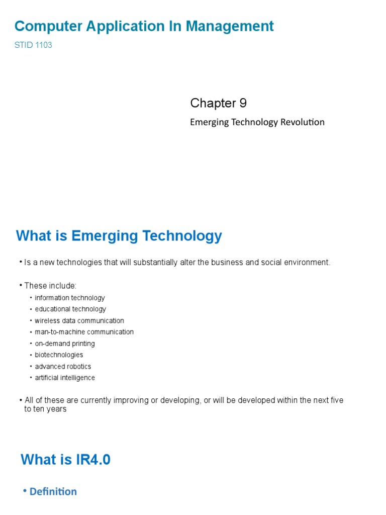 Computer Application in Management: Emerging Technology Revolution ...