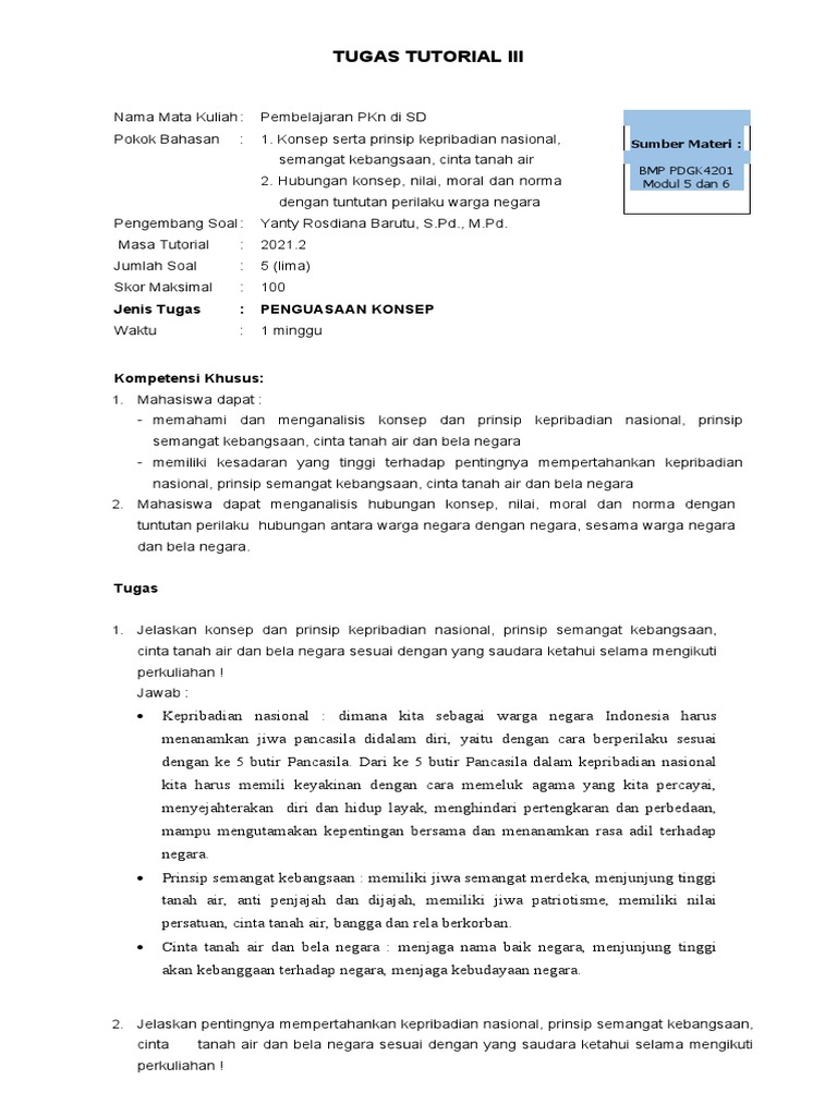 Tugas Tutorial Iii | PDF | Karier & Perkembangan | Sains & Matematika