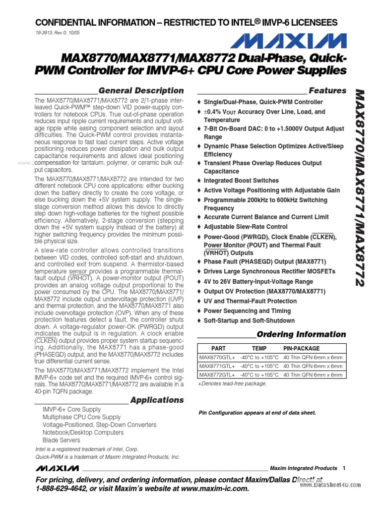 MAX8770/MAX8771/MAX8772 Dual-Phase, Quick-PWM Controller For IMVP-6 ...