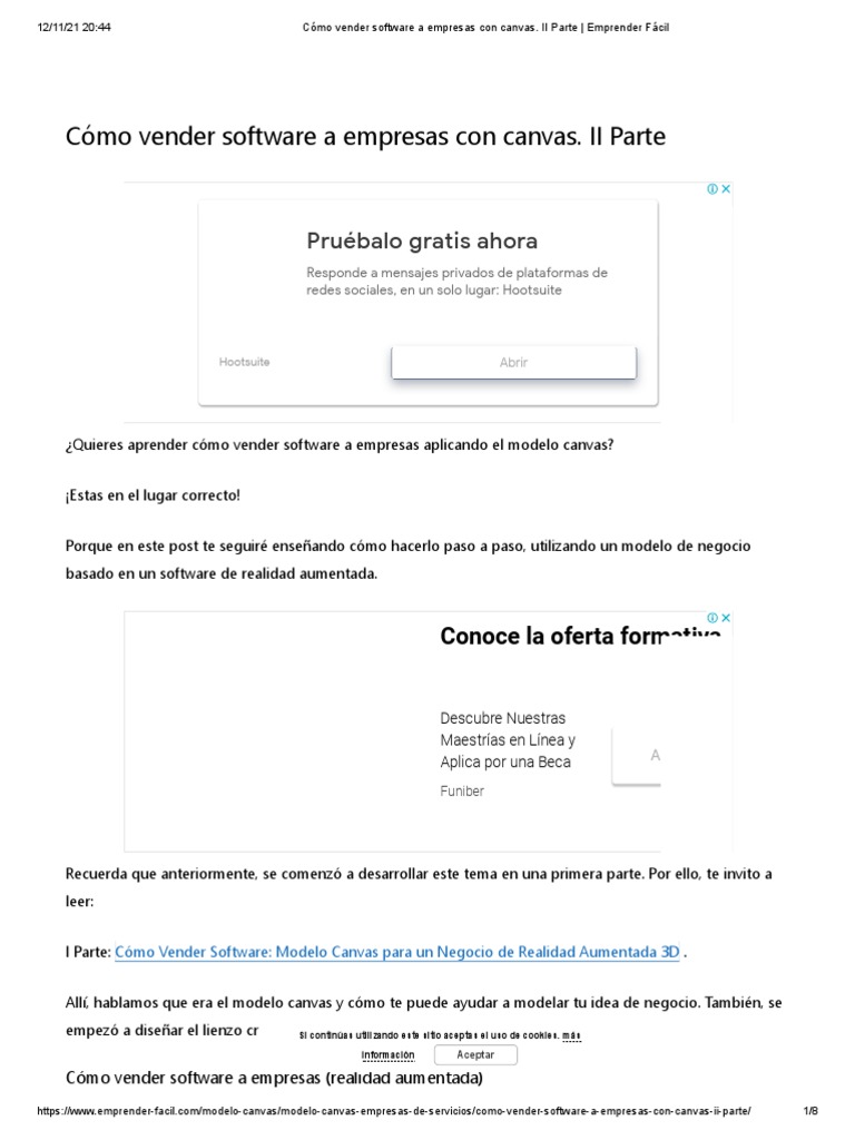 Cómo Vender Software A Empresas Con Canvas. II Parte - Emprender Fácil | PDF | Software | Marketing