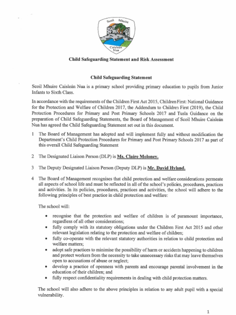 Child Protection Safeguarding Statement and Risk Assessment | PDF