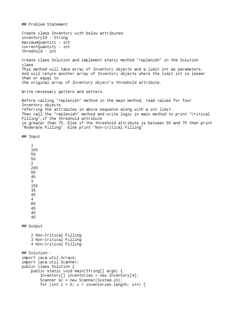 Inventory Replenish | PDF | String (Computer Science) | Parameter ...