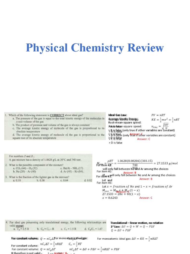 Physical Chemistry Review | PDF | Viscosity | Redox