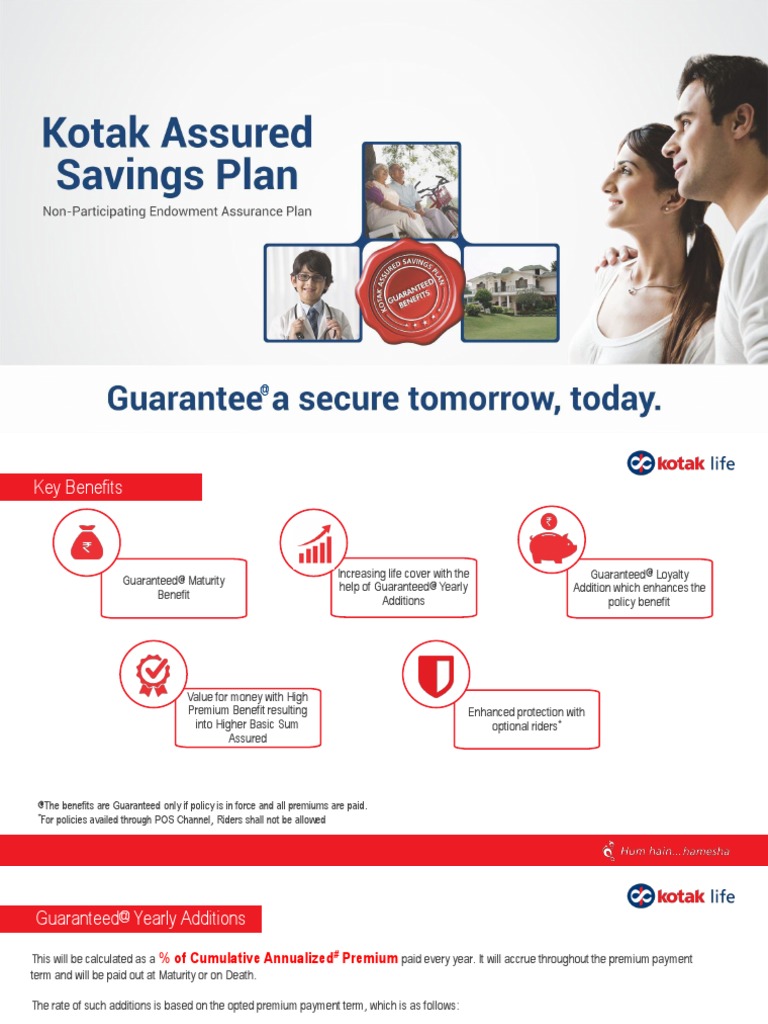 Kotak Assured Savings Plan Product Presentation 07072021 | PDF ...