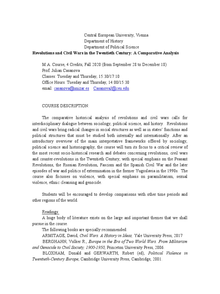 Comparative Analysis of 20th Century Revolutions | PDF | Revolutions ...