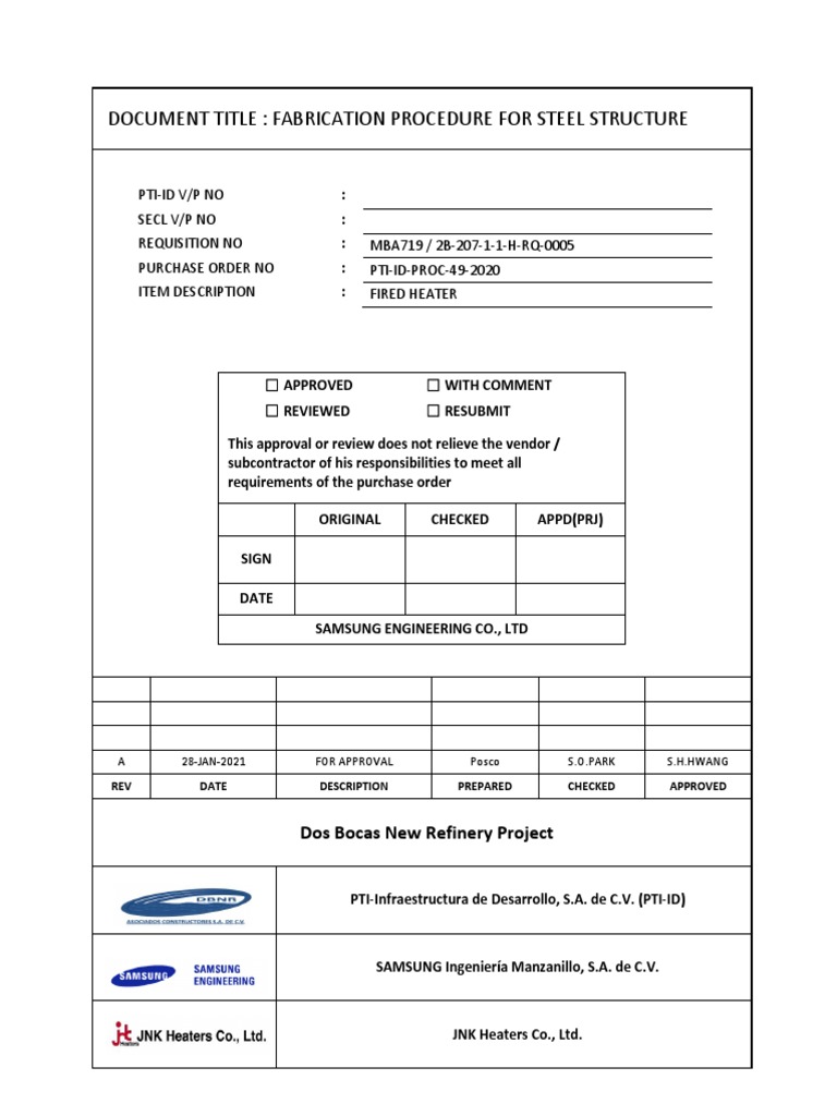 Fabrication Procedure For Steel | PDF | Welding | Construction