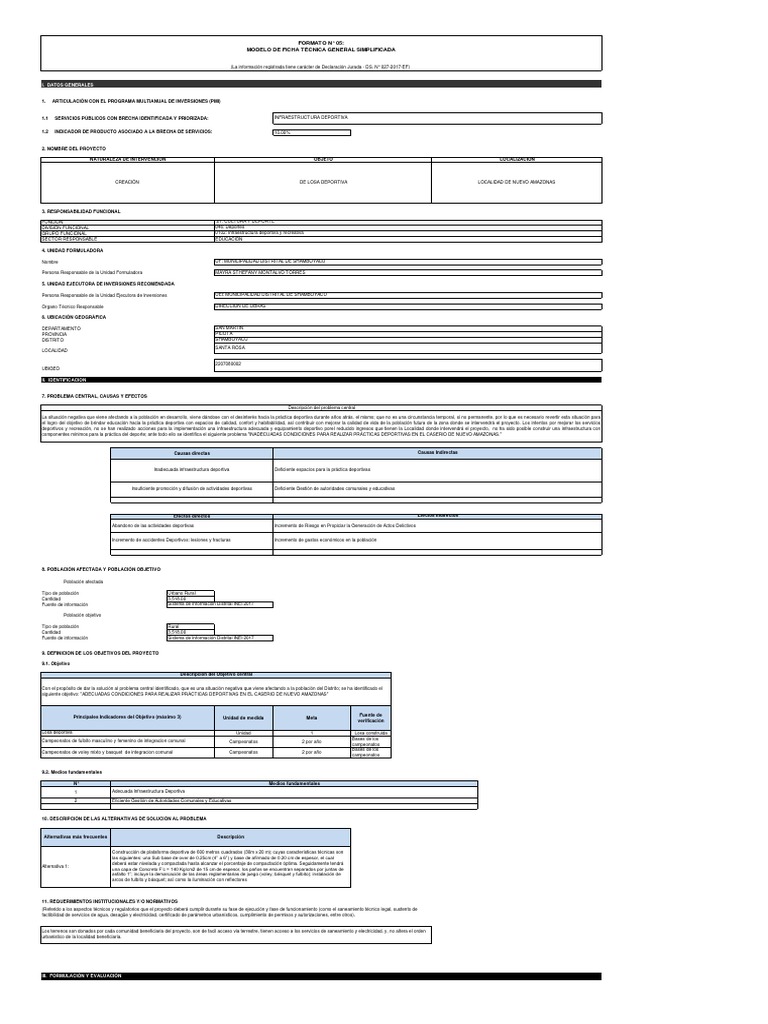 Formato 5A para Proyectos Deportivos | PDF | Economias