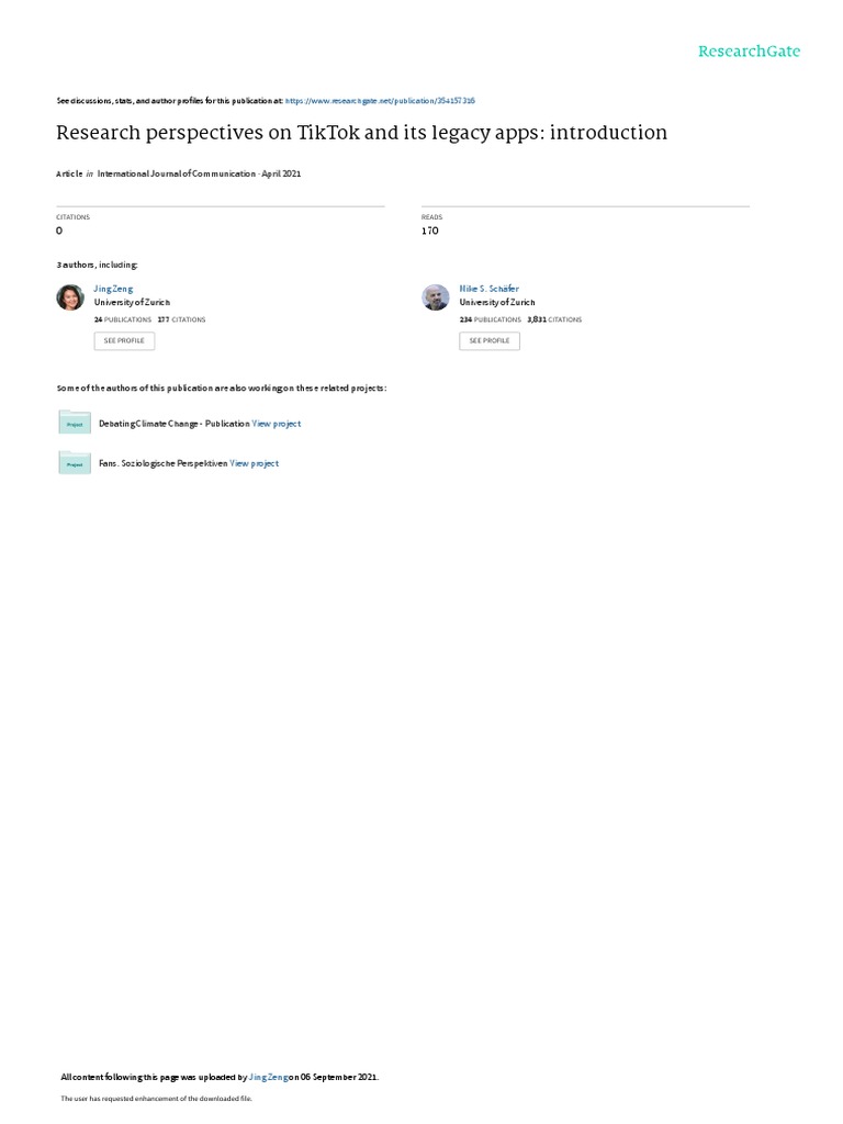Research Perspectives On Tiktok and Its Legacy Apps: Introduction | PDF ...