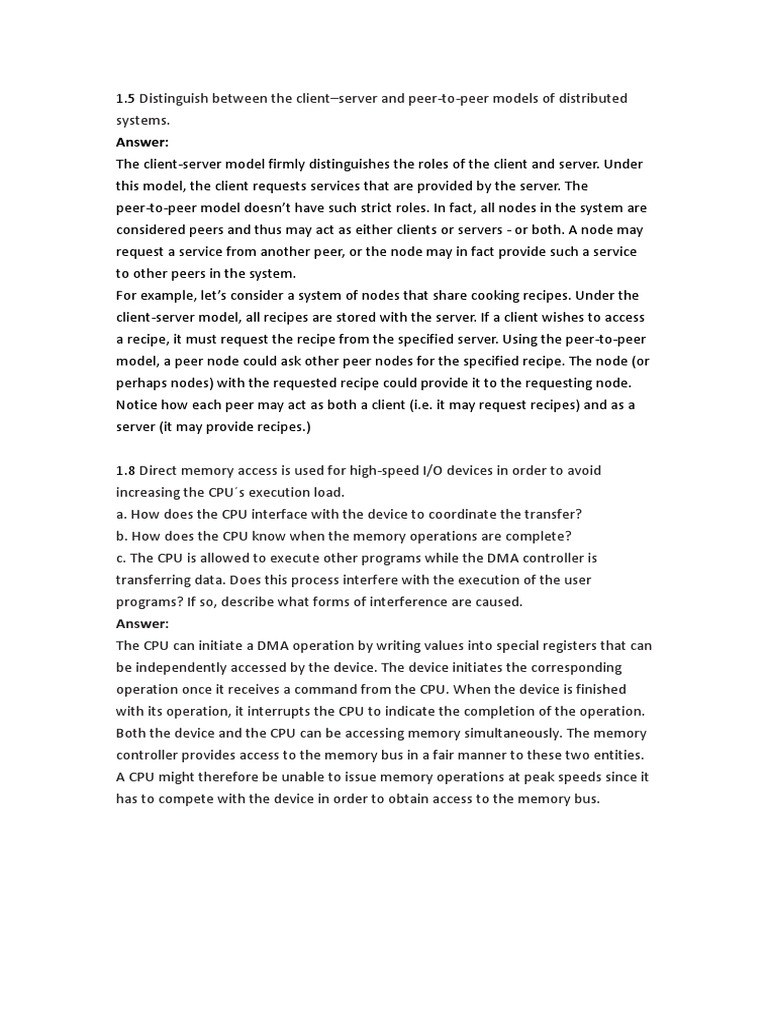 Distinguish Between The Client-Server and Peer-To-Peer Models of Distributed Systems. | PDF ...