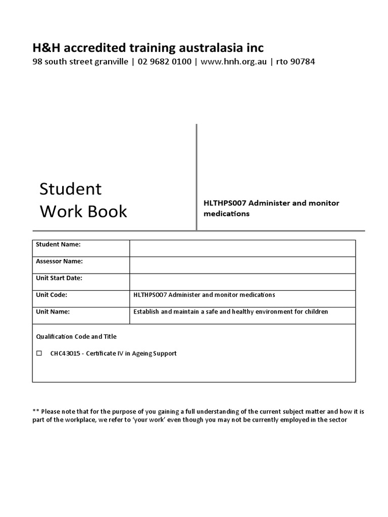 HLTHPS007 Student Work Book V2 15.02.19 | PDF | Nursing | Sterilization ...