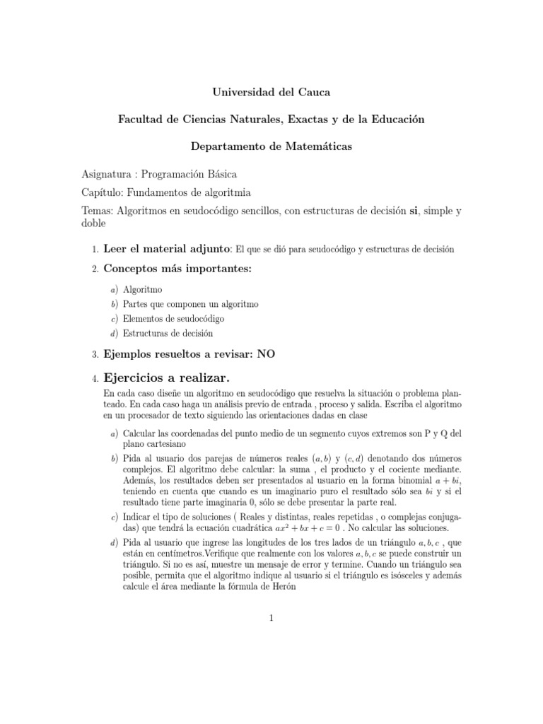Taller de Algoritmos - Estructuras de Decisión | PDF | Algoritmos ... Taller de Algoritmos - Estructuras de Decisión | PDF | Algoritmos ...