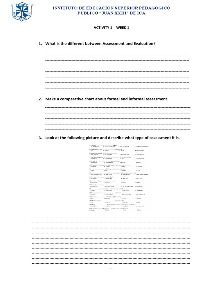 Activity 1 Week 1 Assessment | PDF