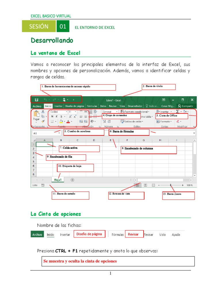 Guia1 El Entorno de Excel Basico | PDF | Microsoft Excel | Hoja de cálculo