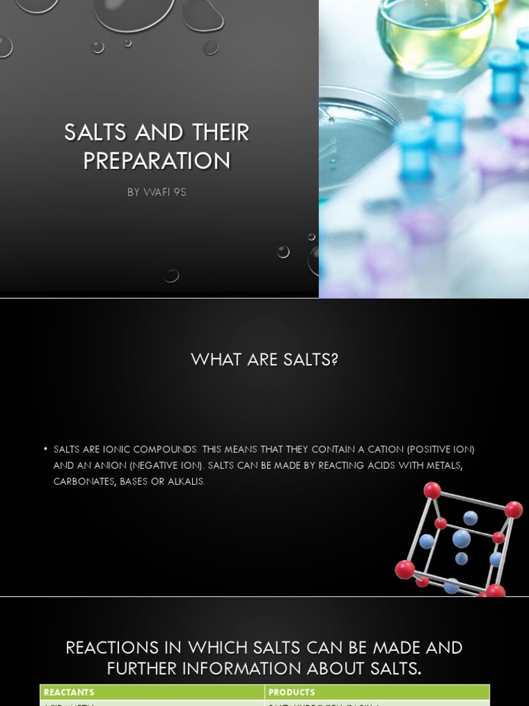 Salts and Their Preparation | PDF | Salt (Chemistry) | Precipitation ...