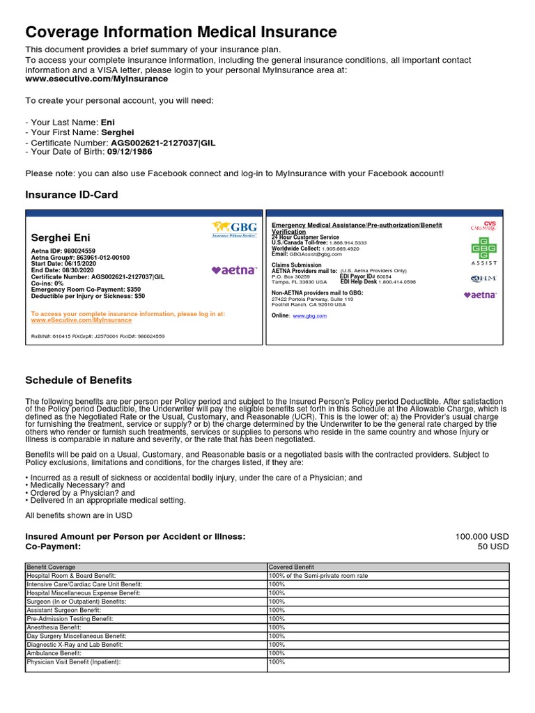 Understanding Your Medical Insurance Coverage: A Summary of Benefits ...