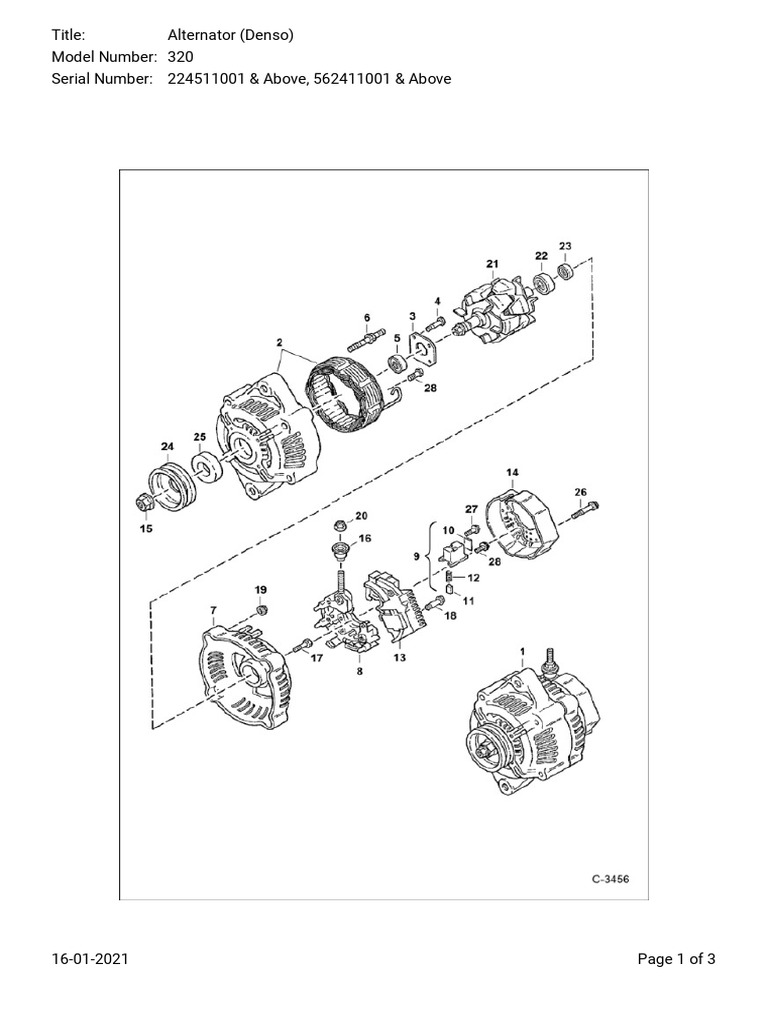 Alternator Parts List & Specs for Denso 320 Model | PDF | Screw ...