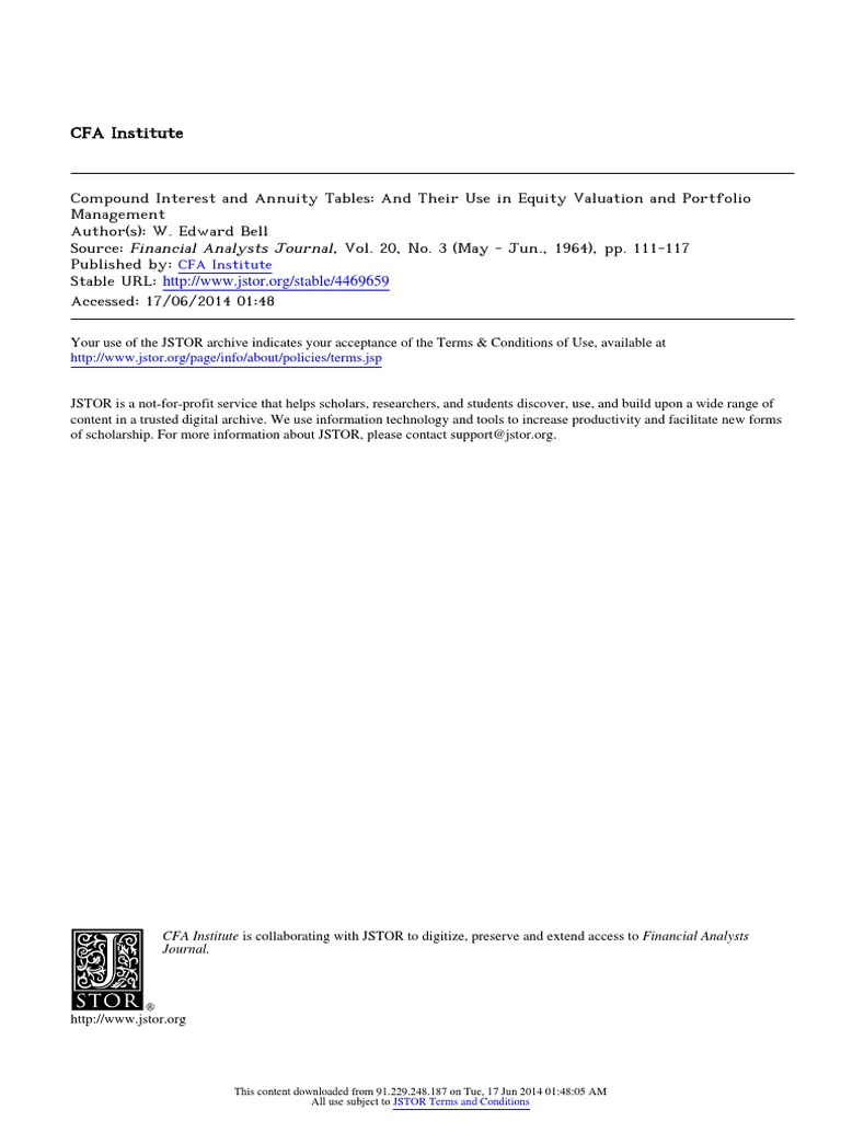 Compounding and Annuity Tables Use in Equity Valuation | PDF | Present ...