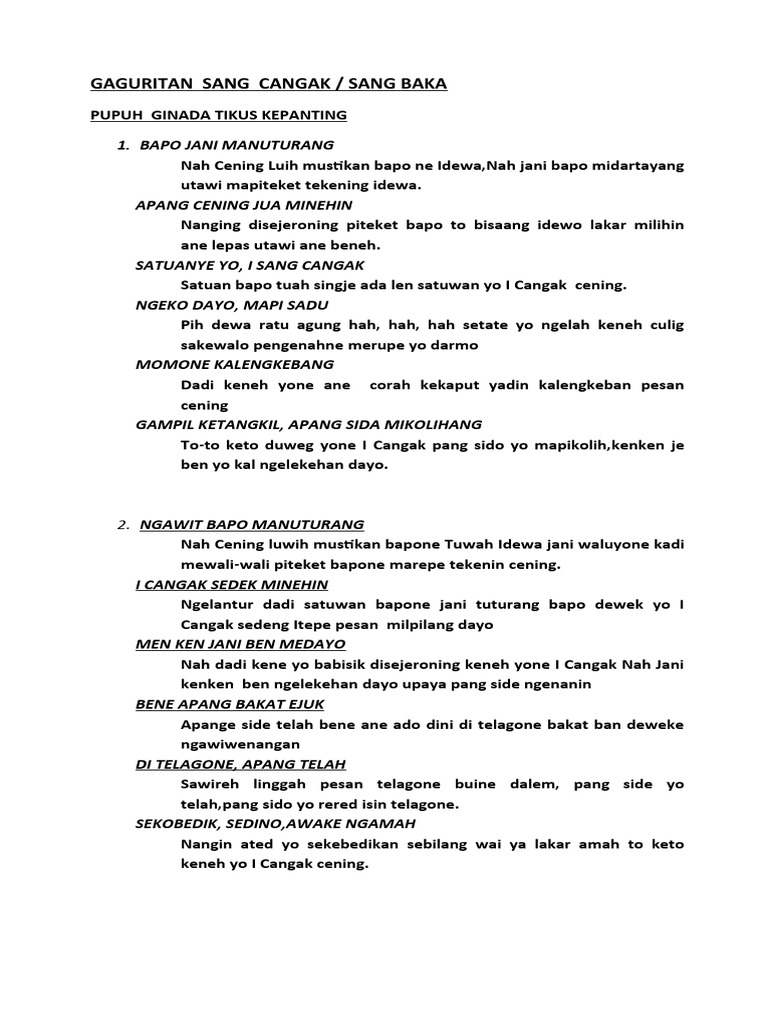 Geguritan Cangak: Teks dan Arti | PDF