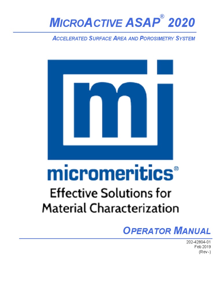 ASAP 2020 Operator Manual Rev - Feb 2019 | PDF | Adsorption | Thermocouple