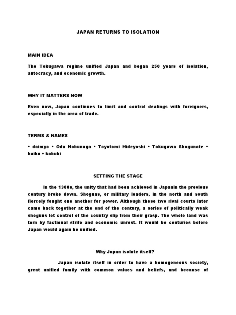 Tokugawa Isolation: Japan Unifies and Closes its Doors to the World ...