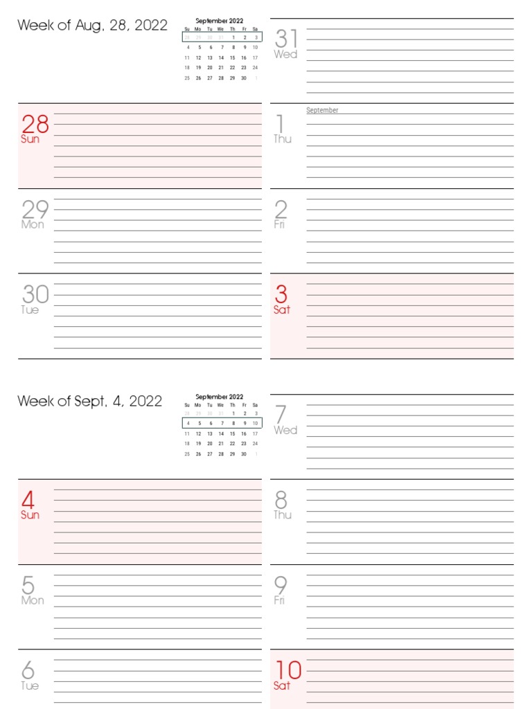 September 2022 Calendar Overview | PDF