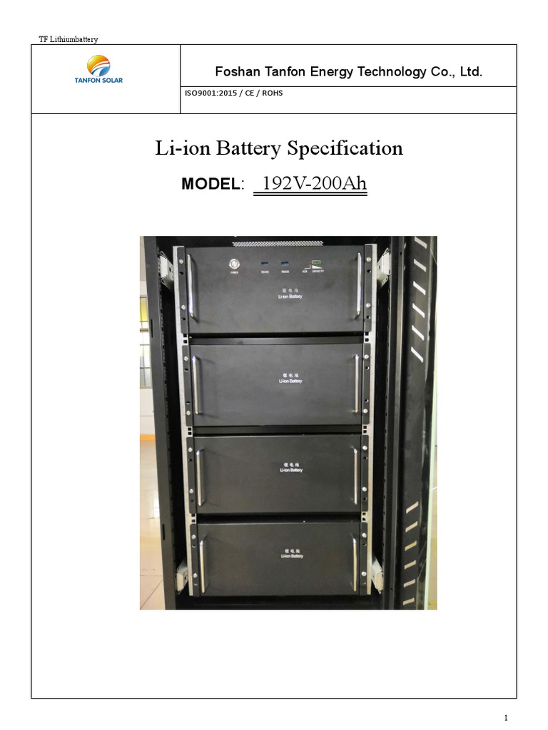 Li-Ion Battery Specification: Model | PDF | Lithium Ion Battery ...