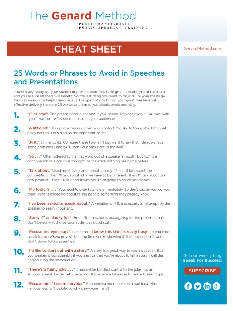 25 Words to Avoid in Speeches | PDF