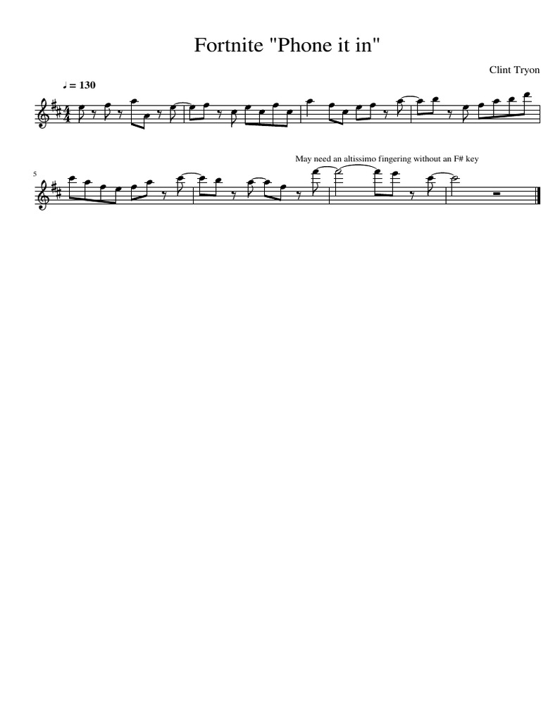 Fortnite Phone It in Alto Sax | PDF