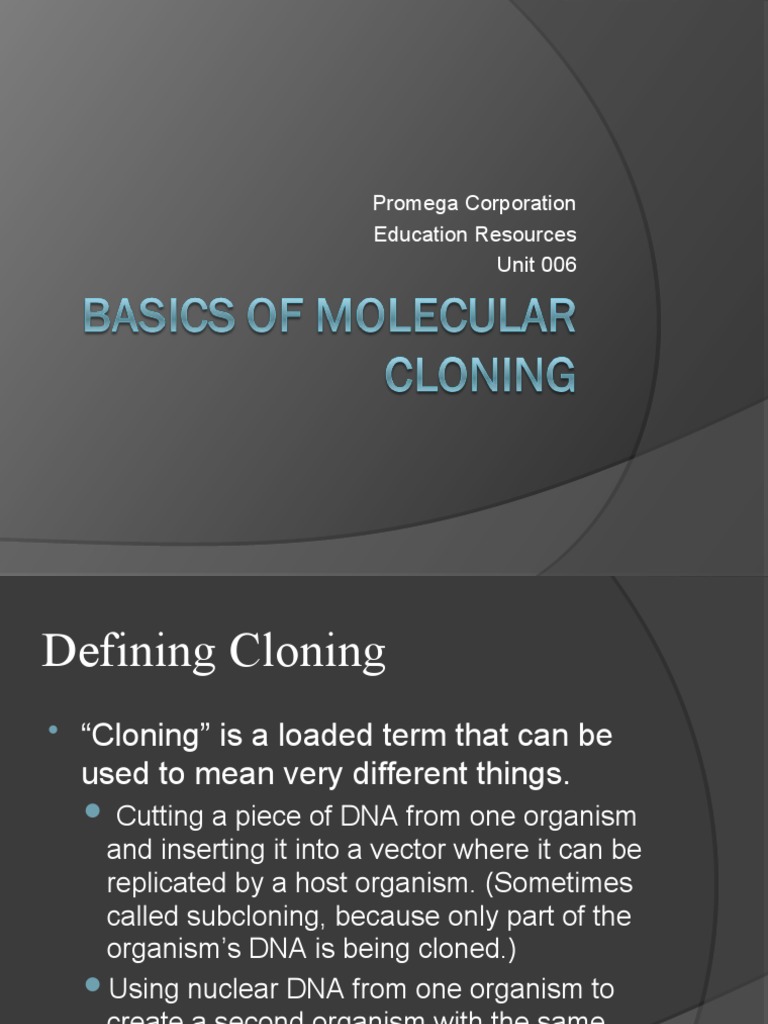 Basics of Molecular Cloning | PDF | Molecular Cloning | Plasmid