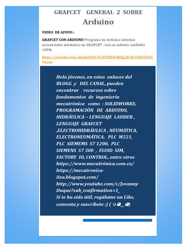Grafcet General 2 Sobre Arduino | PDF | Desarrollo de productos | Desarrollo tecnológico
