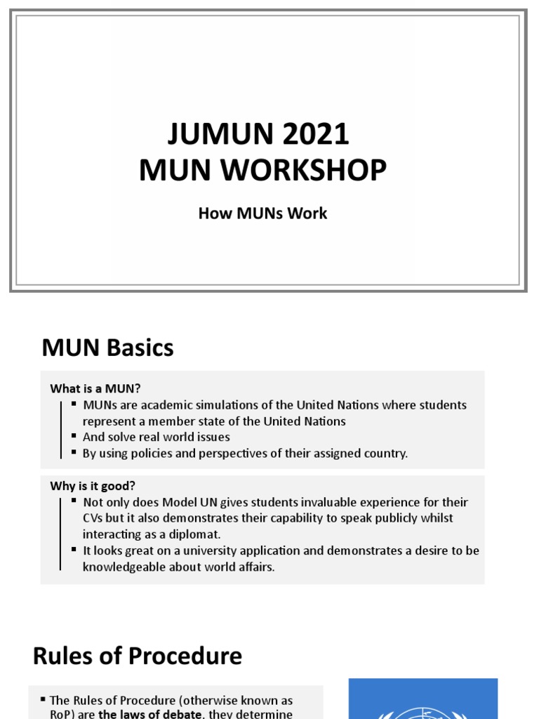MUN Workshop: Rules & Procedures Guide | PDF | Government