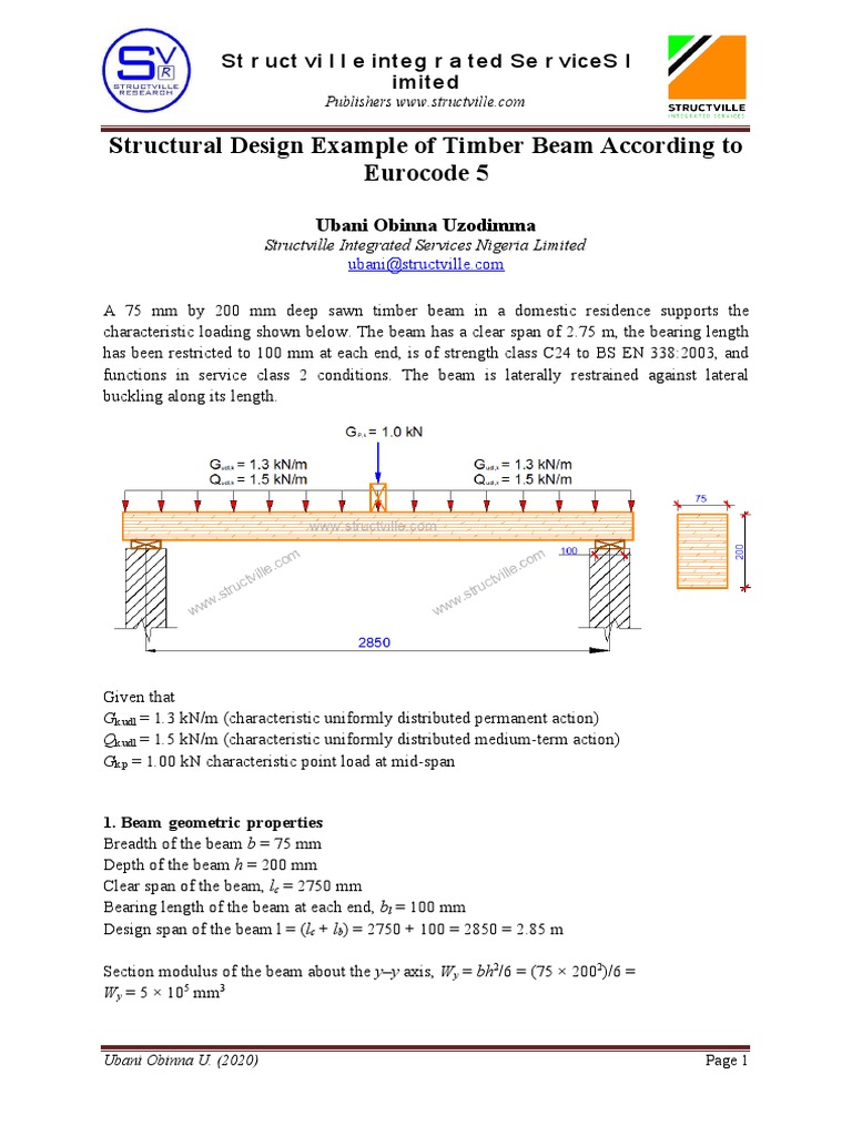 Structural Design Example of Timber Beam According To Eurocode 5pdf ...
