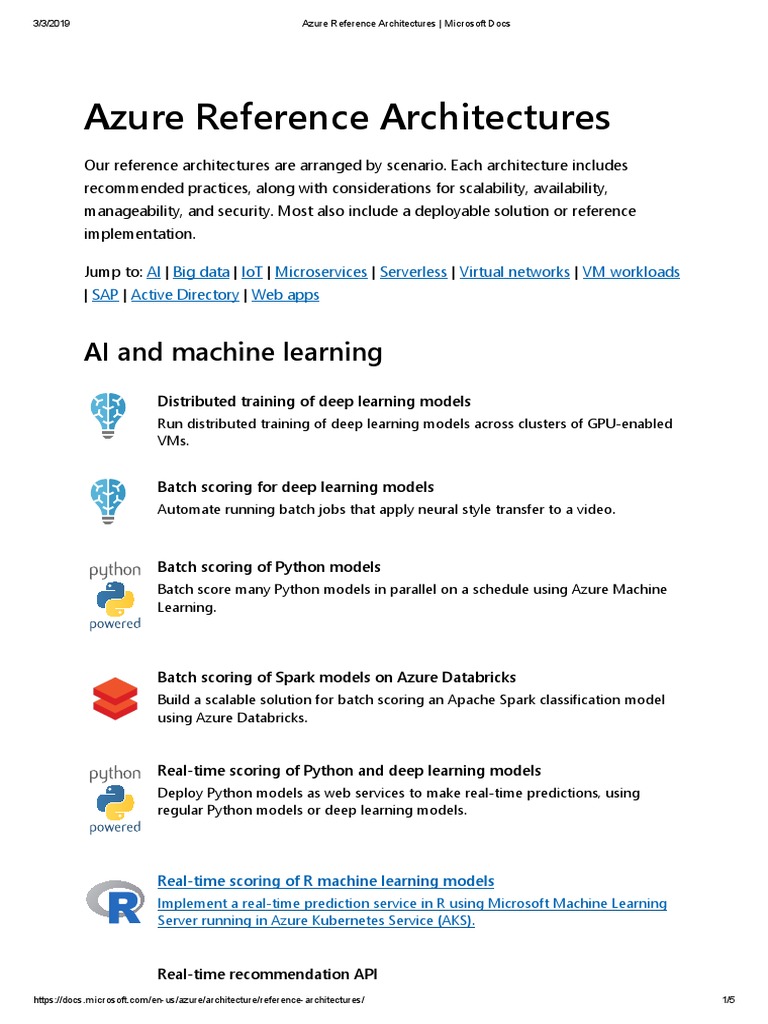 Azure Reference Architectures - Microsoft Docs | PDF | Microsoft Azure ...