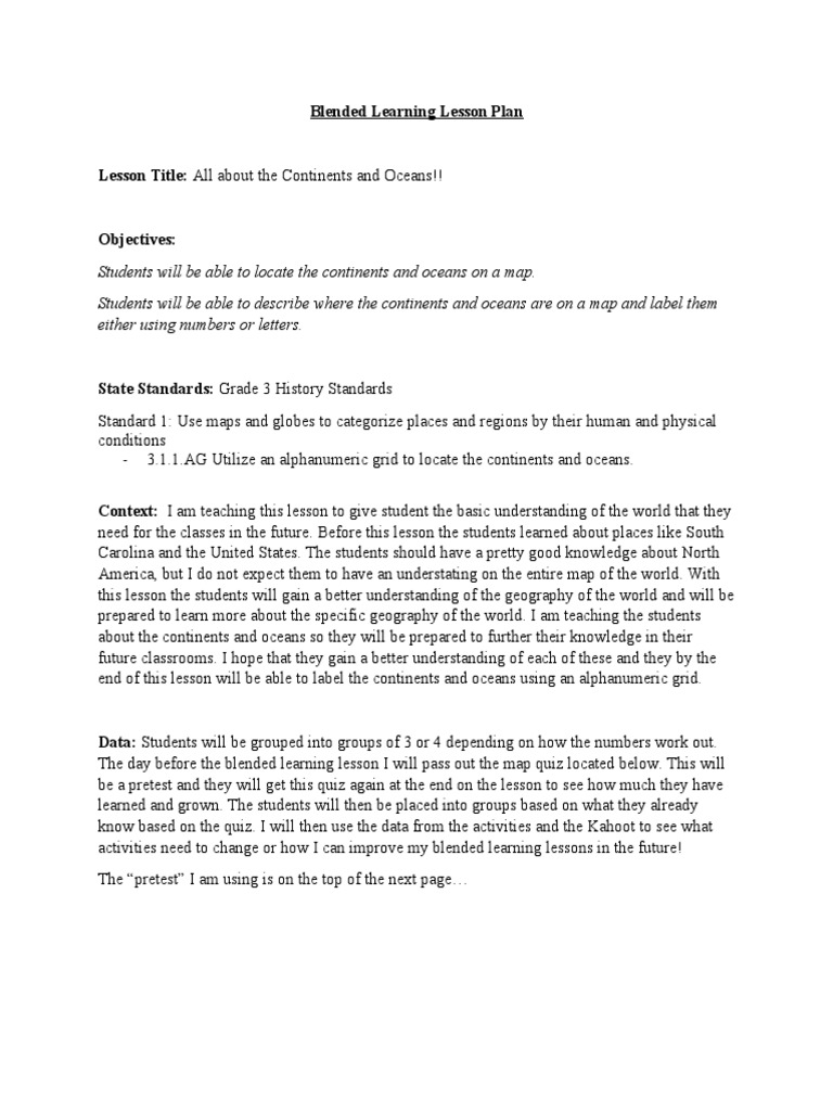 Blended Learning Lesson Plan | PDF | Classroom | Lesson Plan
