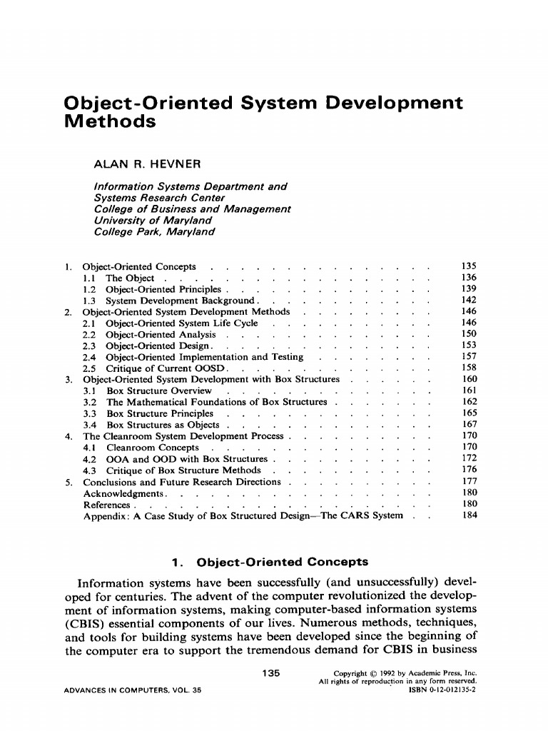 B Ect 0 Ien Ed System Deve I Pmen Methods: Alan R. Hevner | PDF | Object Oriented Programming ...
