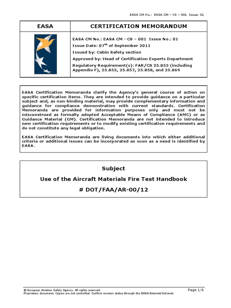 CM-CS-001 I1 Fire Test Handbook | PDF | Federal Aviation Administration ...
