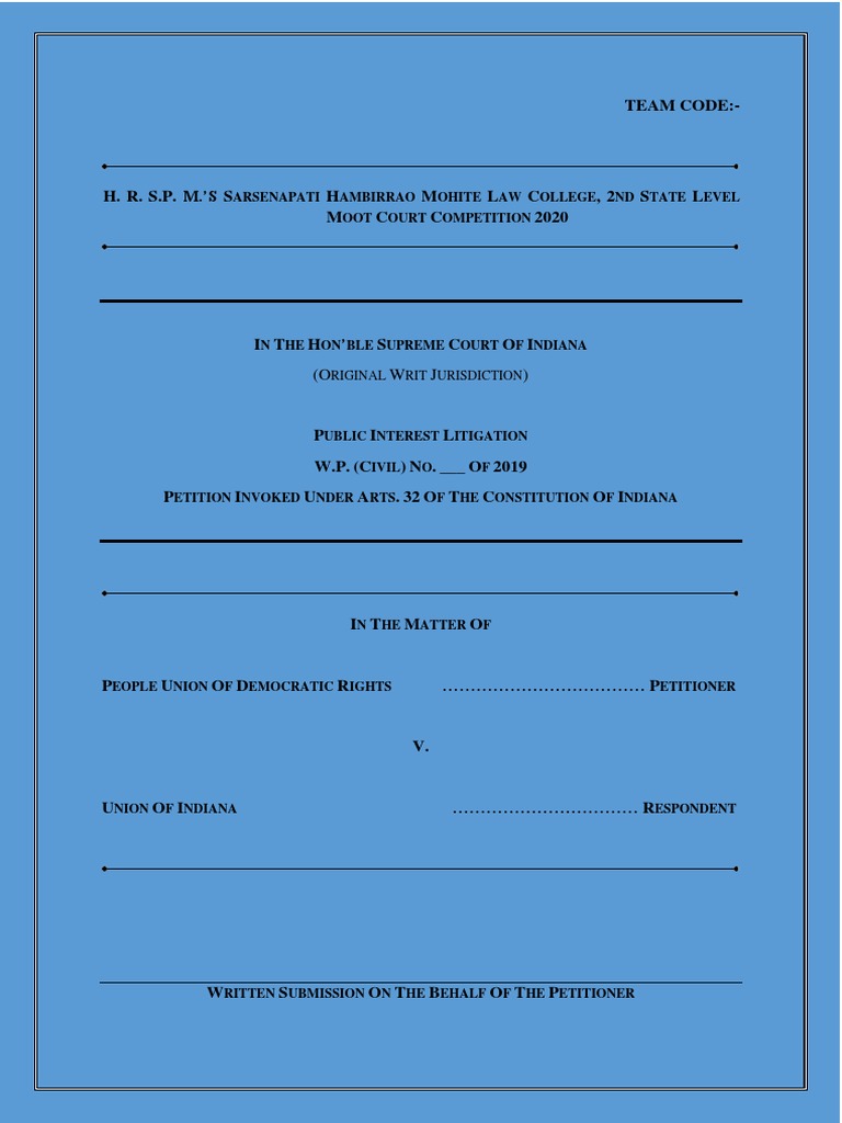 Petitioner Memorial | PDF | Legal Documents | Common Law