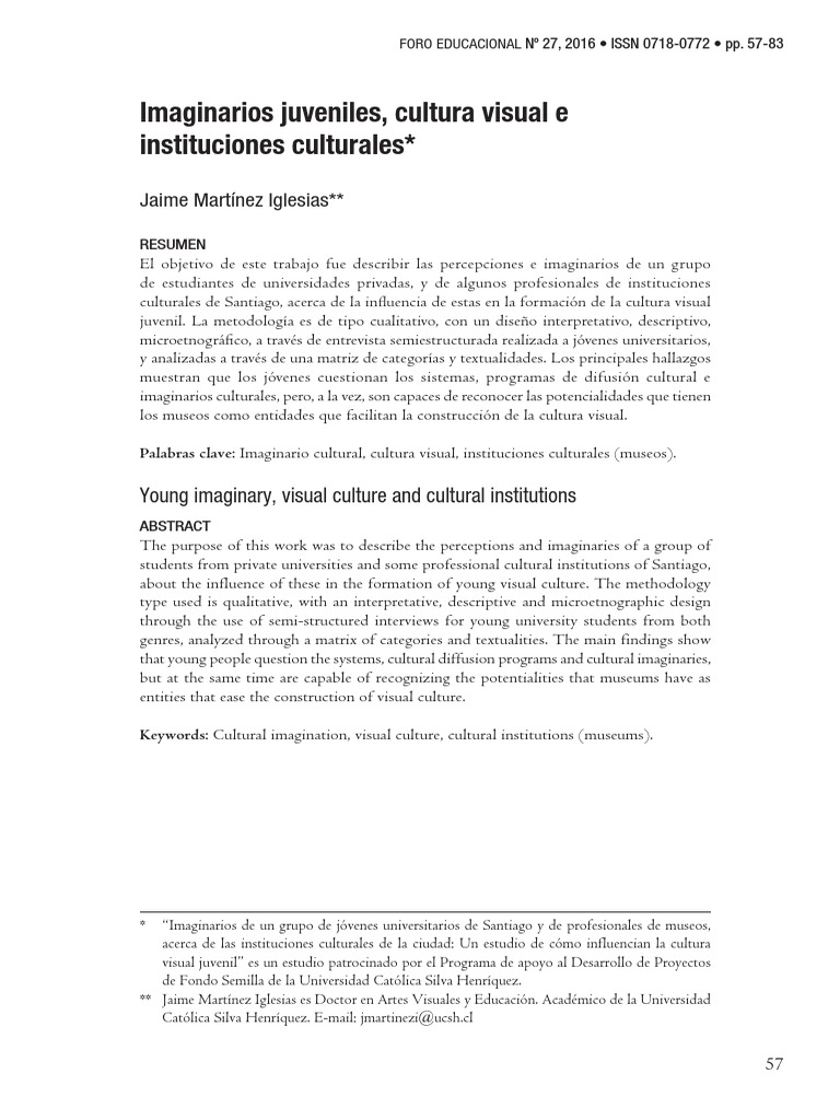 Imaginarios Juveniles, Cultura Visual e Instituciones Culturales | PDF ...